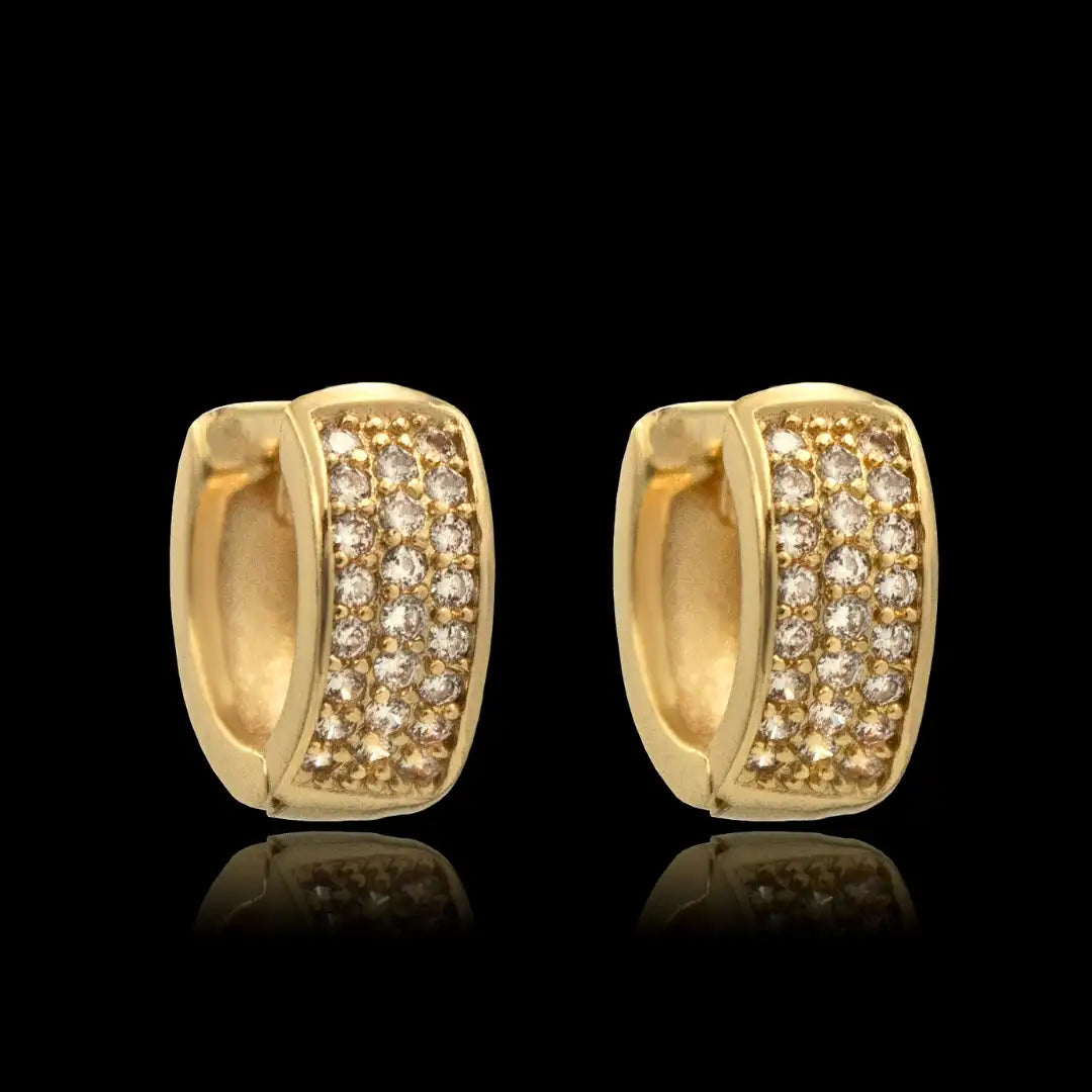 Argolas Masculinas Cravejadas 12mm Banhado a Ouro 18k